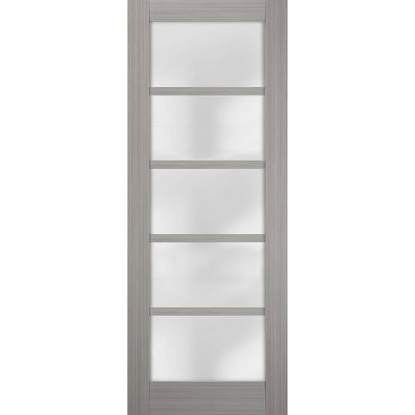 Sartodoors 32 in. x 80 in. Solid MDF Frosted Glass Black Matte Interior ...