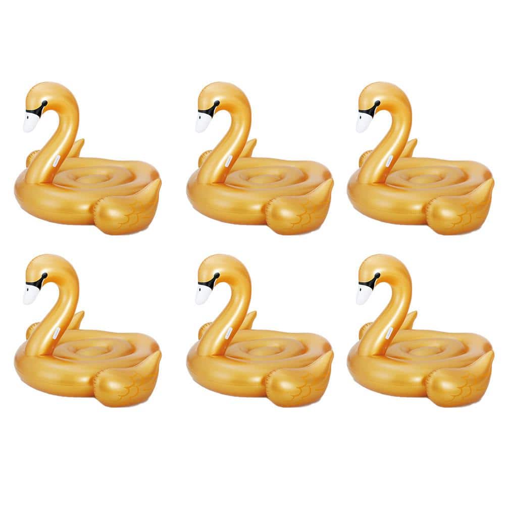 Polygroup Summer Waves Golden Giant Ride On Swan Inflatable Swimming ...