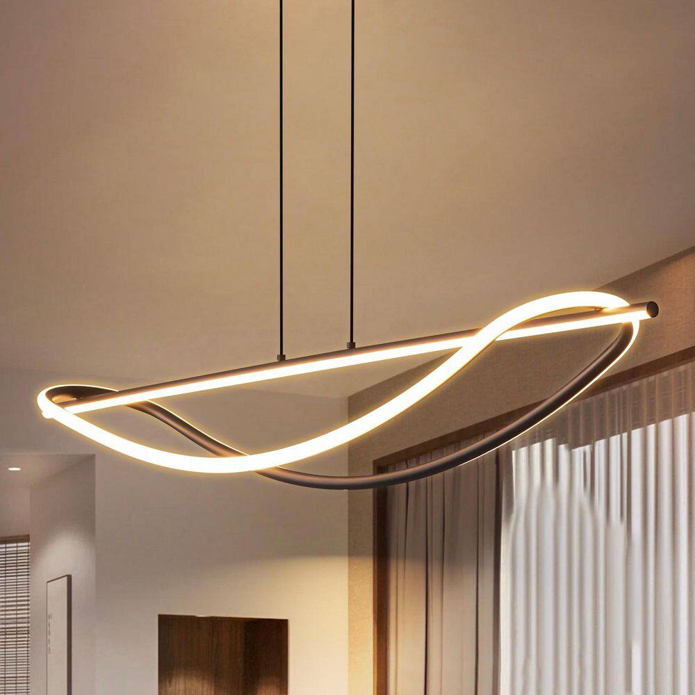 Rennnsan Chadley 1-Light Black Modern Wave-Shaped Integrated LED ...