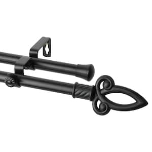 Rod Desyne 66 in. x 120 in. Arrow Double Curtain Rod Set in Black 4725 ...