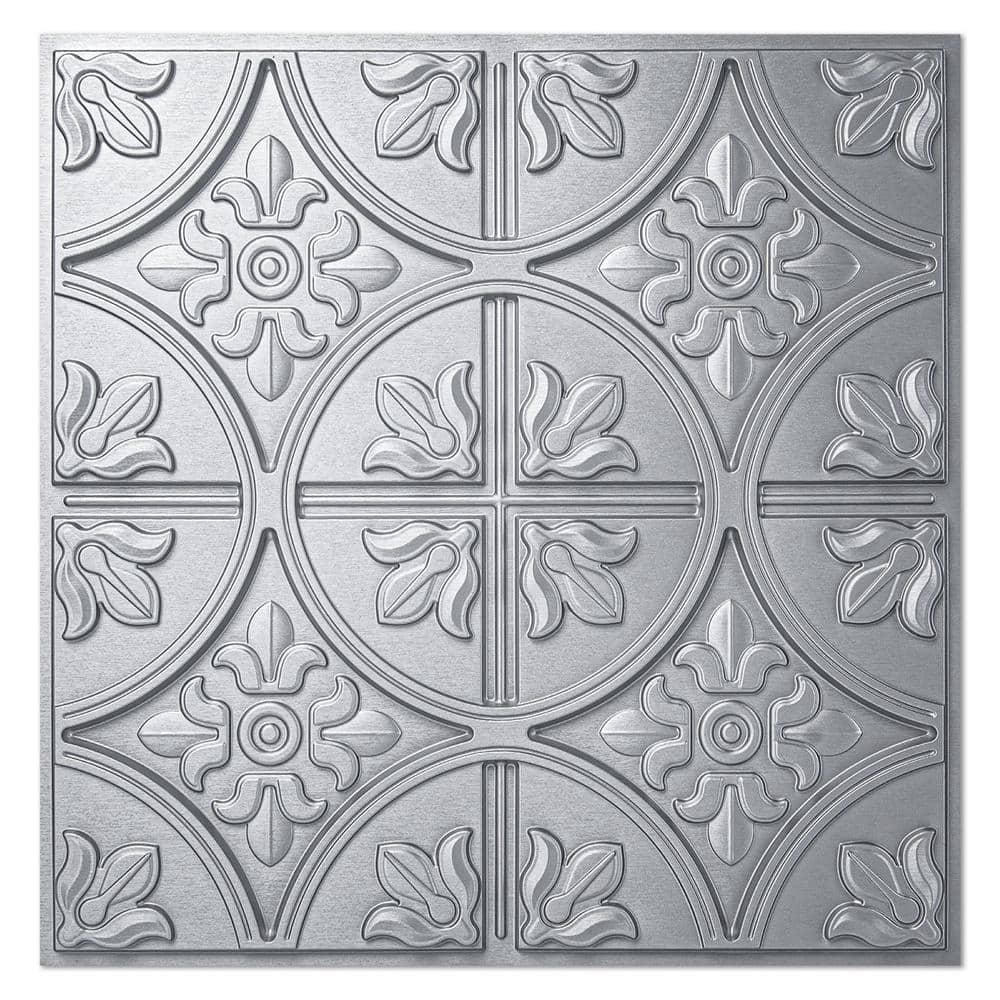 Art3dwallpanels Silver 2 ft. x 2 ft. PVC Decorative Drop in/Lay in ...