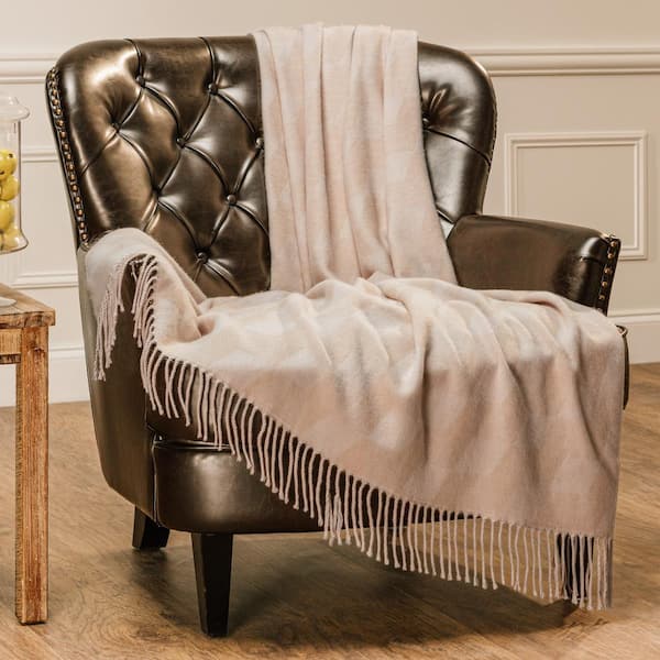 CHANASYA Geometric Cube Pink Acrylic Throw Blanket with Tassels - 50 in ...