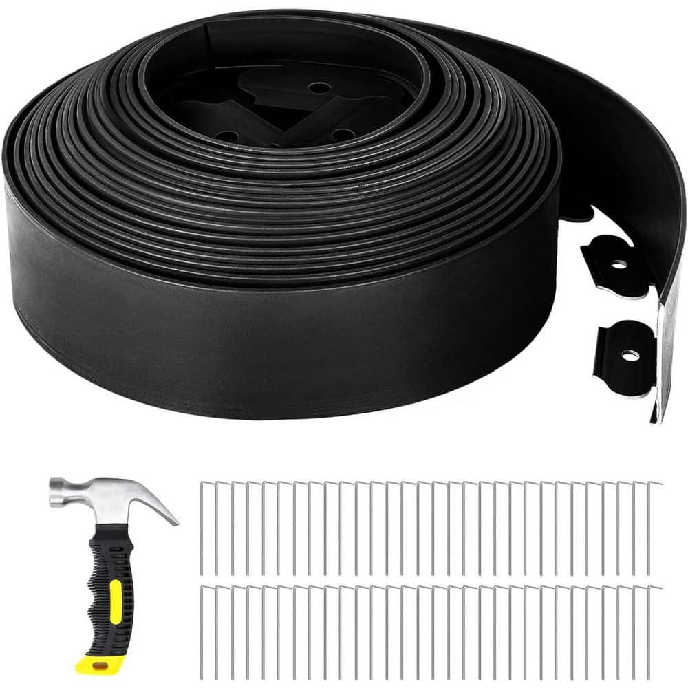 Oyezvary 4 in. Tall 66 ft. No-Dig Rubber Garden Edging Border with 60 ...