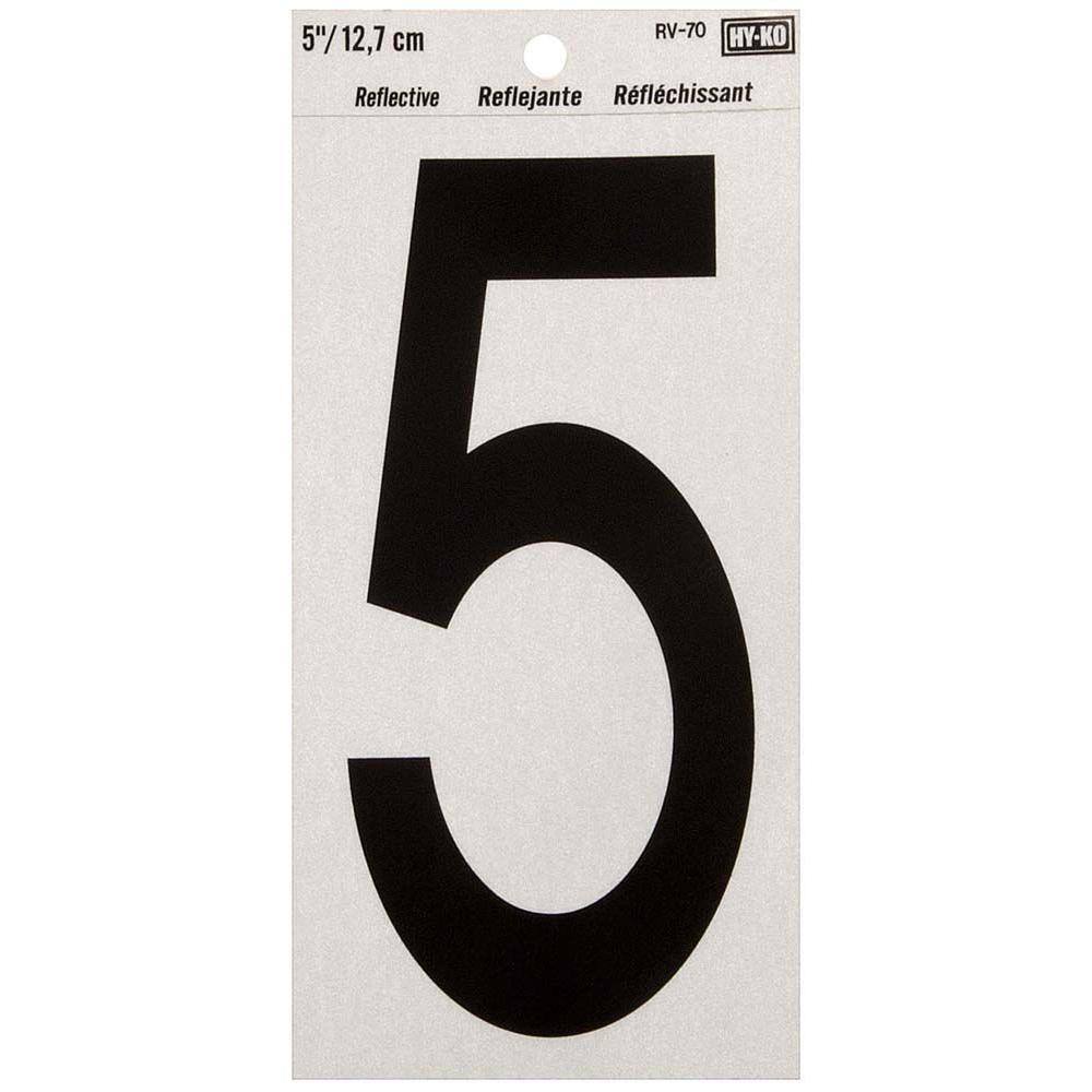 HY-KO 5 in. Vinyl Reflective Number 5 RV-70/5 - The Home Depot