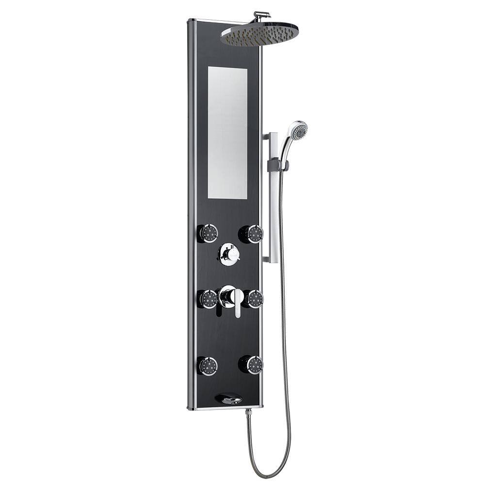 PULSE Showerspas Leilani 6-Jet Shower System with Black Tough Glass ...