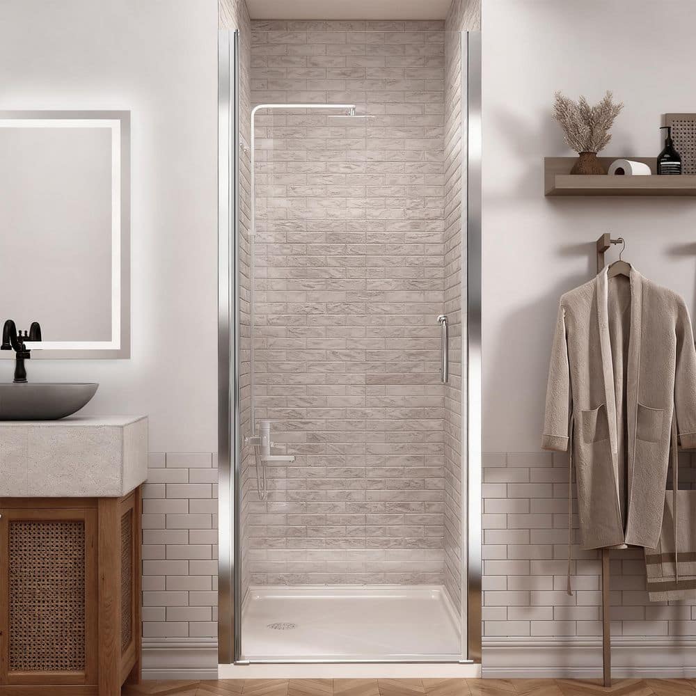 ONWITH 34 to 35 - 1/2 in. W x 72 in. H Pivot Swing Frameless Shower ...