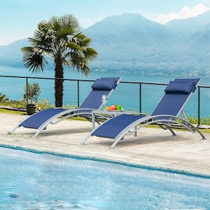 Clihome Adjustable Aluminum Pool Lounge Chairs with Arm All Weather ...