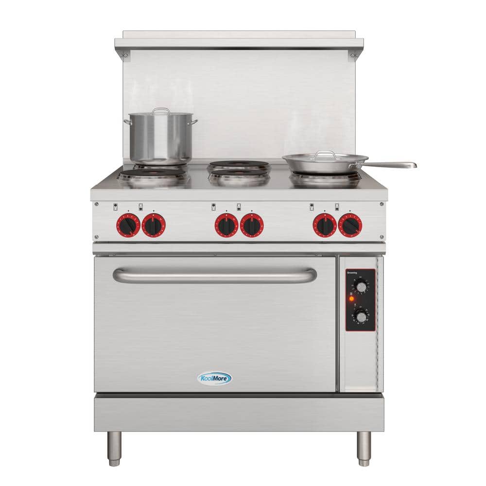 Koolmore 36 in. Commercial Electric Range with 6-Burners and 1-Standard Electric Oven in ...