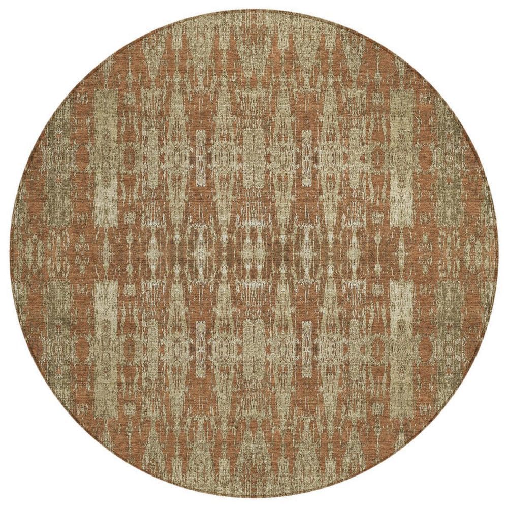 HomeRoots Orange, Taupe, Beige 8 Round ft. Woven Moroccan Polyester ...
