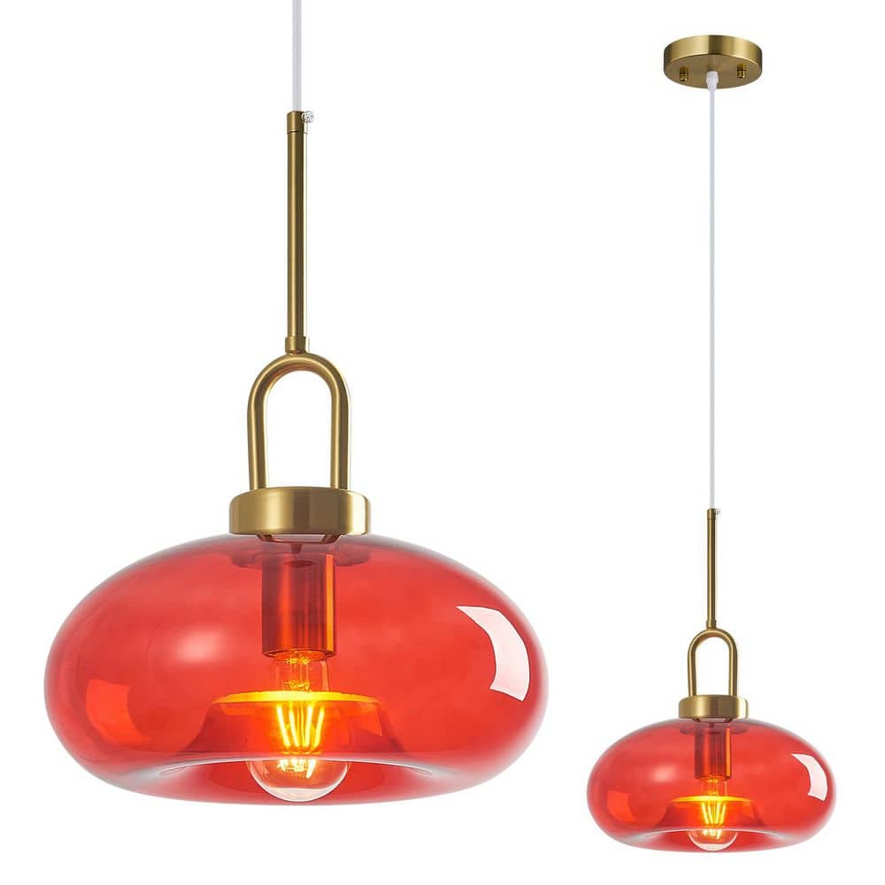 ZHLWIN Red Glass Pendant Lights Kitchen Island Gold Pendant Light ...