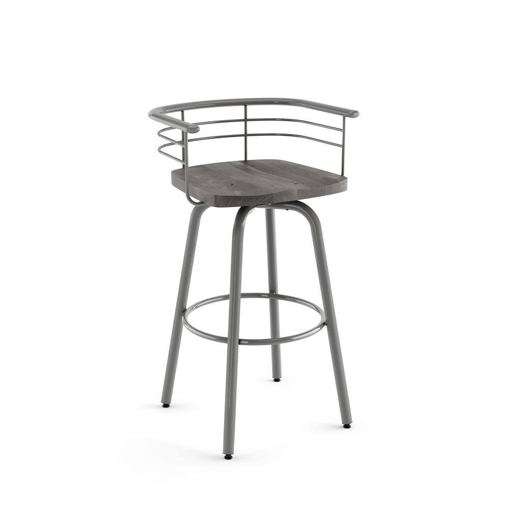 Amisco Brisk 26 in. Grey Metal Grey Wood Counter Stool 41293-26/2489 ...