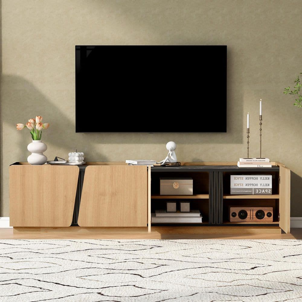Harper & Bright Designs Modern Oak 18.9 in. H Storage Cabinet with ...