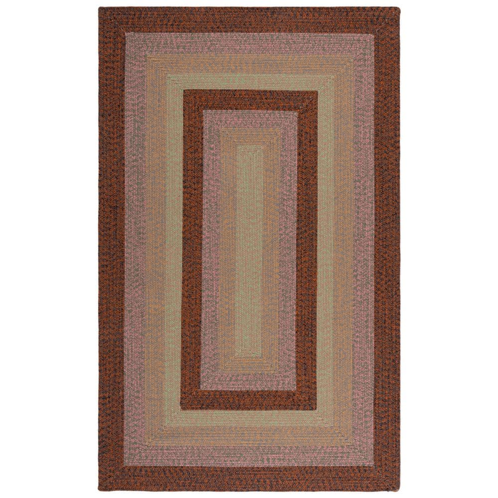 SAFAVIEH Braided Dark Brown/Light Green 6 ft. x 9 ft. Machine Washable ...