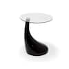 Fab Glass and Mirror TearDrop Side Table Black Color with 18 in. Round ...