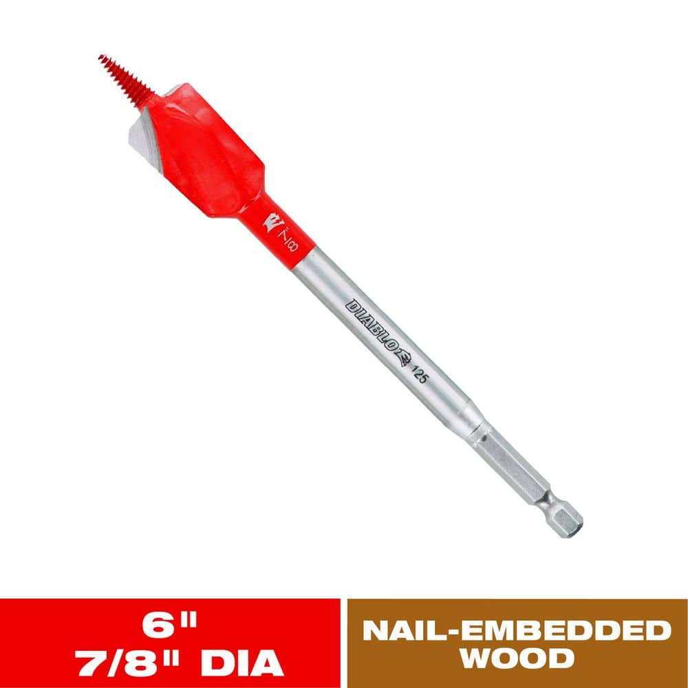 DIABLO 7/8 in. x 6 in. Demo Demon Spade Bit for Nail-Embedded Wood ...