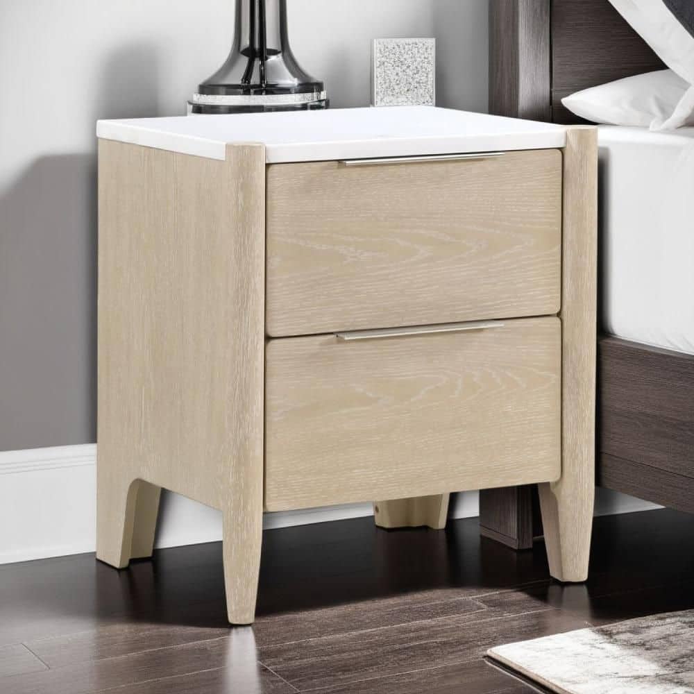 Benjara Maty Light Oak Brown Ceruse and White 5-Drawer 20 in. Chest of ...
