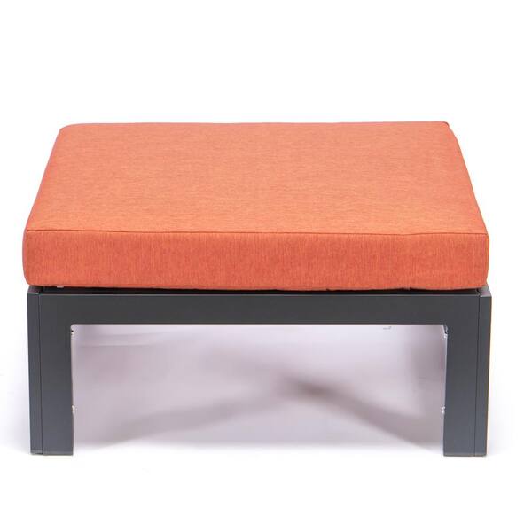Leisuremod Chelsea Metal Outdoor Ottoman with Orange Cushion 2 Pack CSO30OR2 The Home Depot