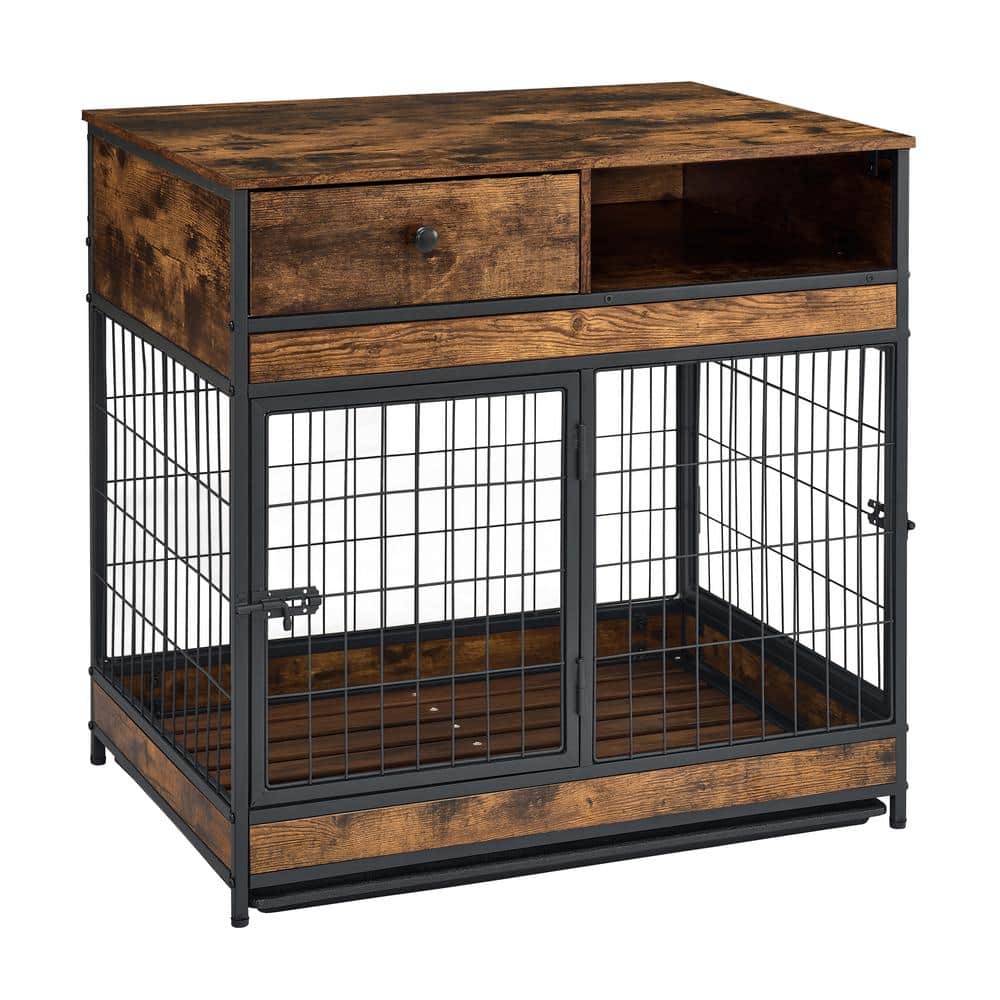 Noble House Pauri Furniture Dog Cage Crate with Double Doors - 31.5 in ...