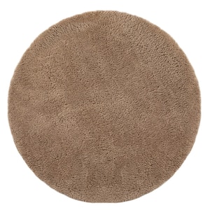 iliebe GHDG Solid Shag Brown 5 ft. Plush Soft Round Rug Area Rug ...