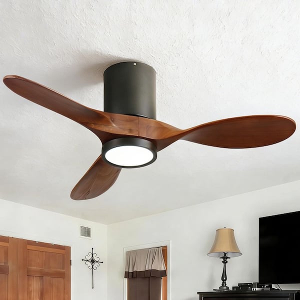 Wanze of Ocean 42 in. Black 3 Wood Blades Flush Mount Standard Ceiling ...