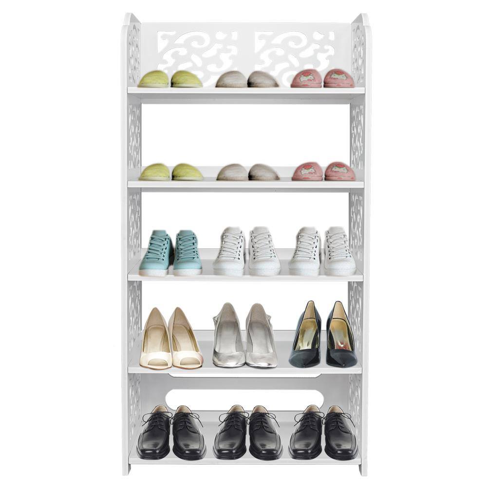 Karl home 31.5 in. H 15-Pair White Shoe Rack 238352889640 - The Home Depot