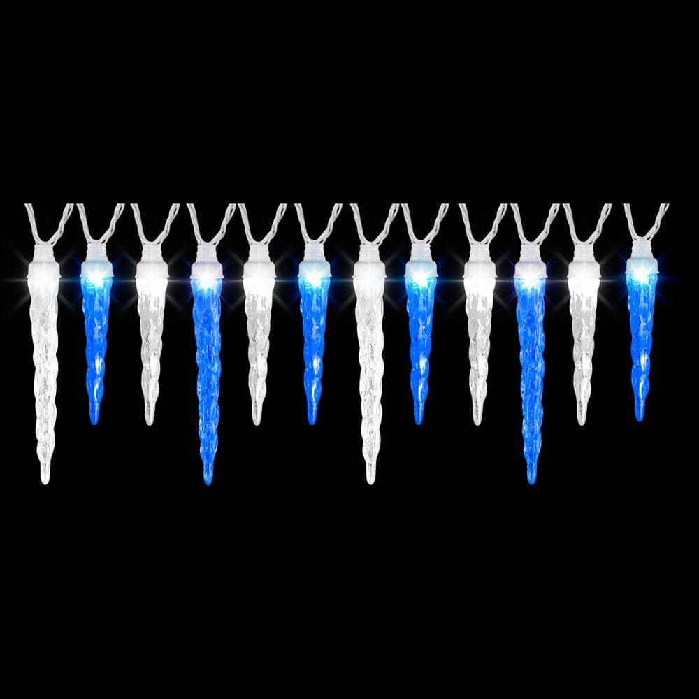 LightShow 12-Light Icy Blue/White Icicle Synchro Lights 34958 - The ...