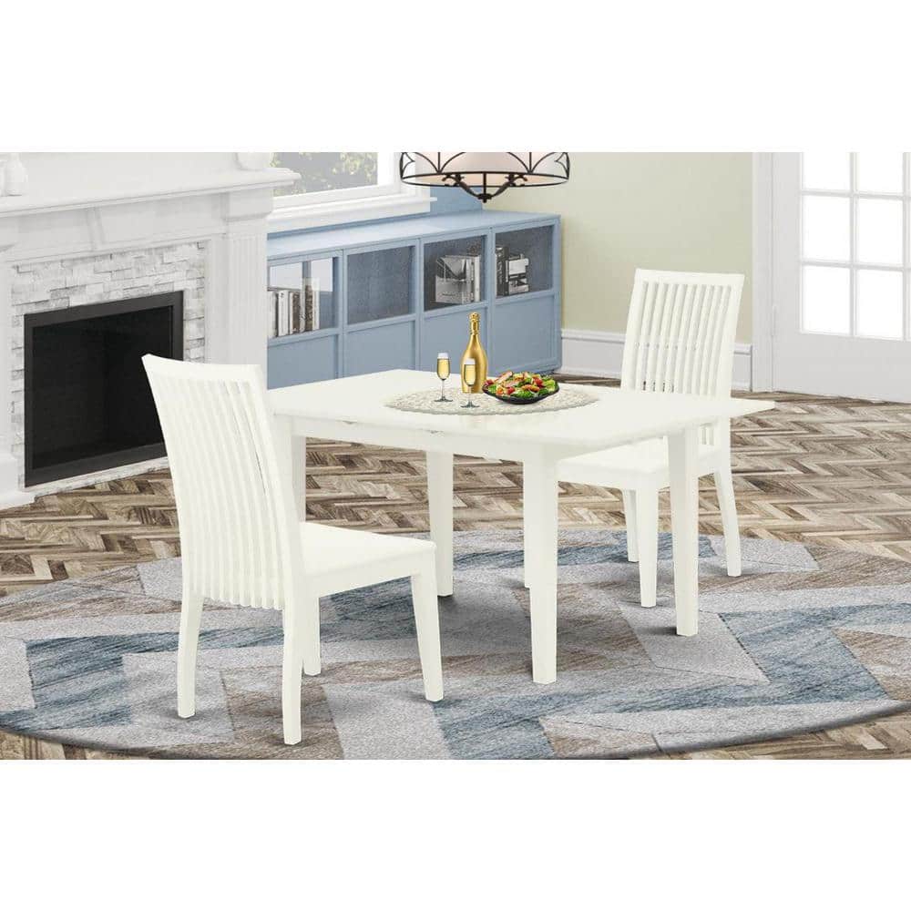 East West Furniture 3-Piece Linen White Finish Rectangular Solid Wood ...