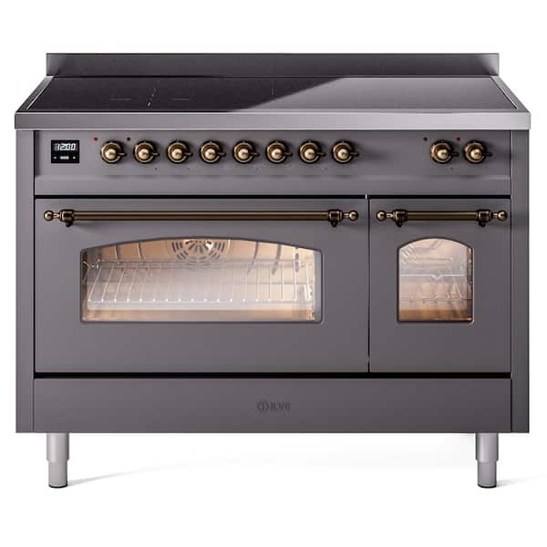 ILVE Nostalgie 48 in. 6 Zone Freestanding Double Oven Induction Range ...
