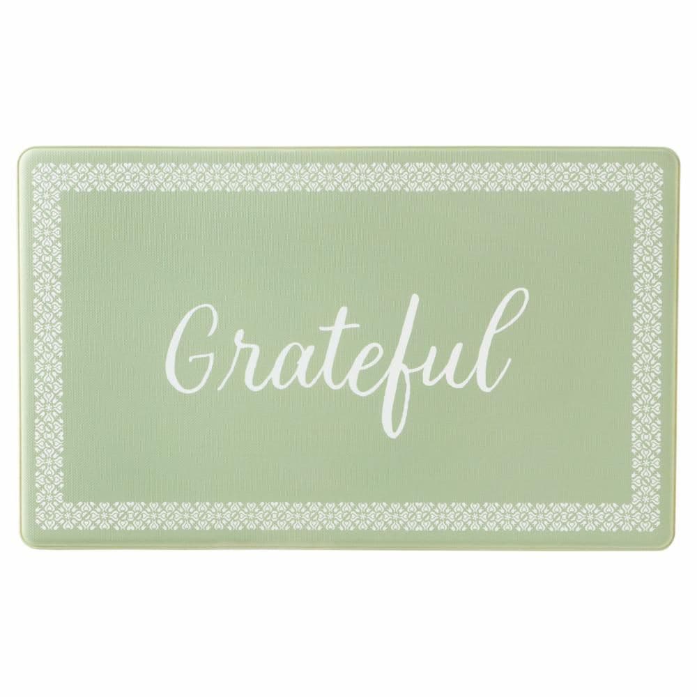 MARTHA STEWART Bloomfield Grateful Border 18 in. x 30 in. Green Indoor Comfort Kitchen Mat 1 ...