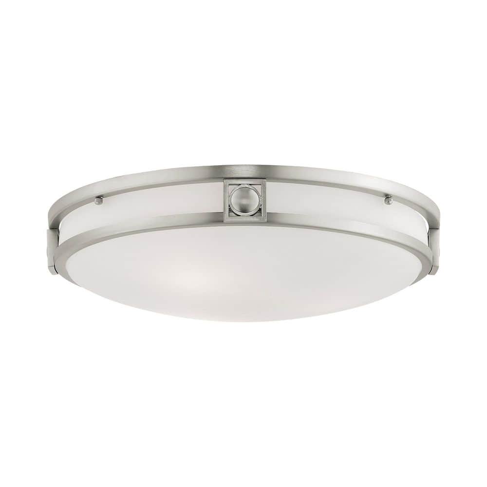 AVIANCE LIGHTING Thornwood 16 in. 3-Light Brushed Nickel Flush Mount ...