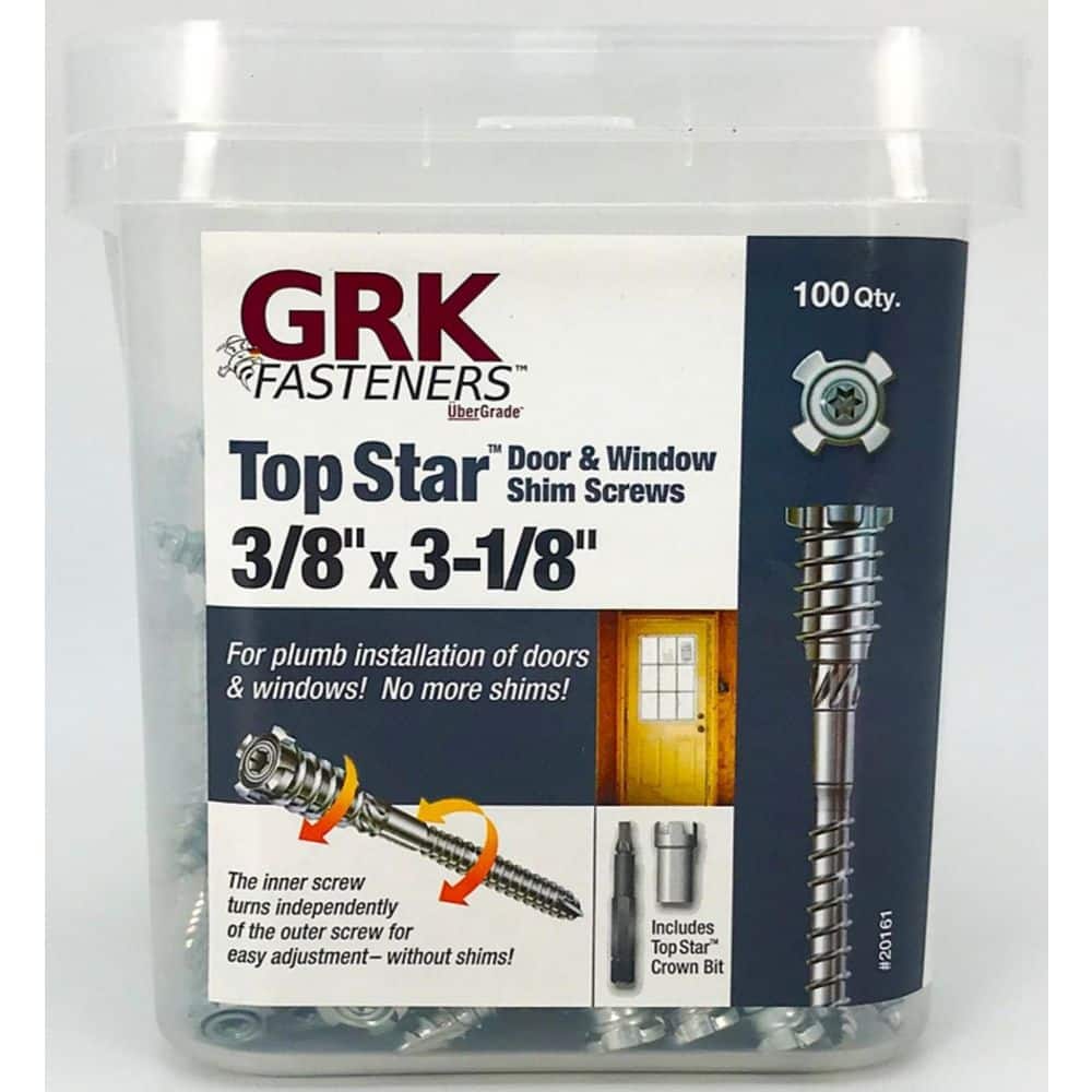 GRK Fasteners 1/4-3/8 in. x 3-1/8 in. Recessed Star Drive Flat Head Top Star Door and Window ...
