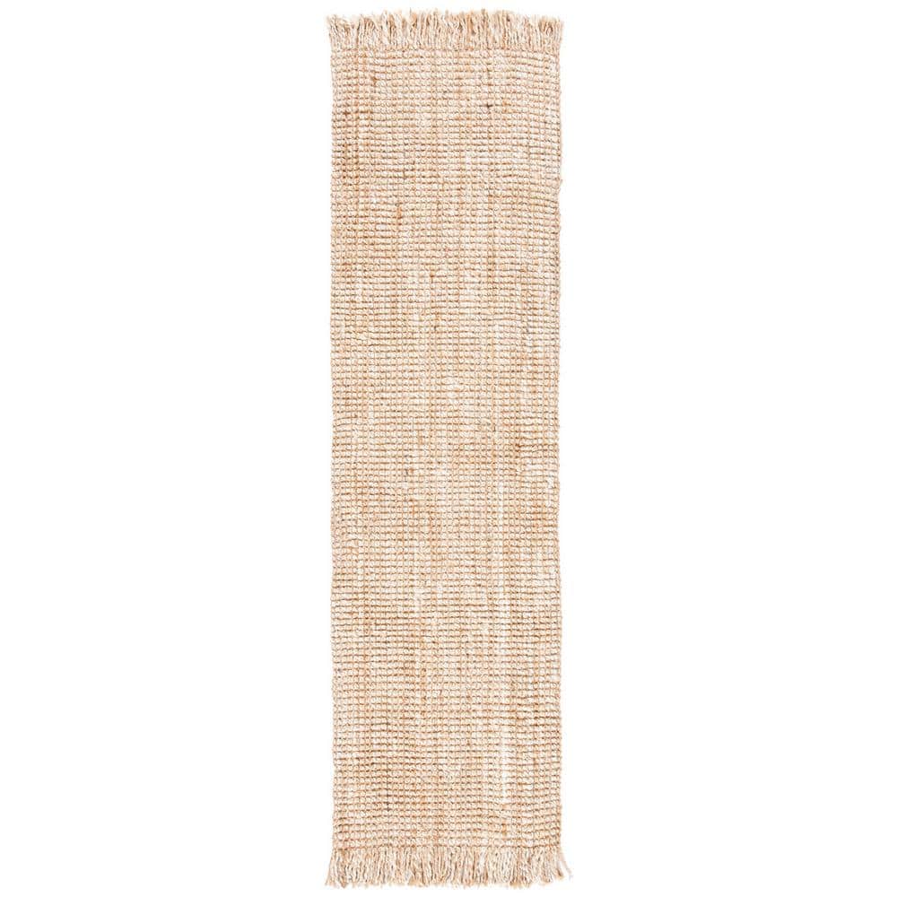 SAFAVIEH Natural Fiber Beige 2 ft. x 8 ft. Woven Thread Runner Rug ...