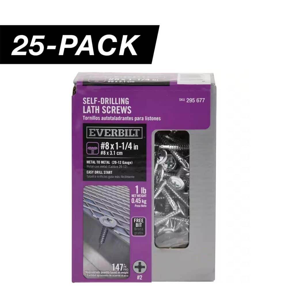 Everbilt 25-Pack 8 x 1-1/4 in. Phillips Drive Truss Head Lath Self ...