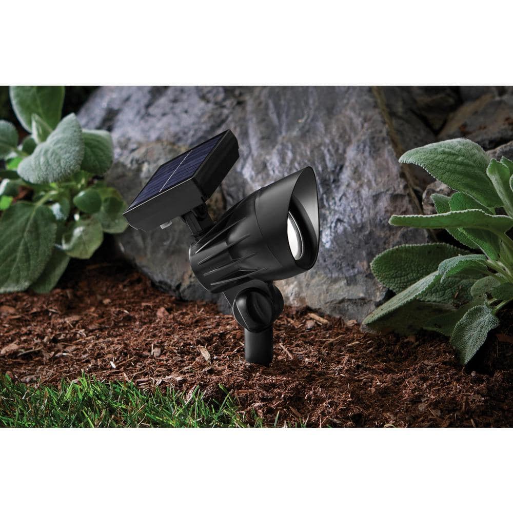 Hampton Bay 55 Lumen Black LED Weather Resistant Outdoor Solar ...