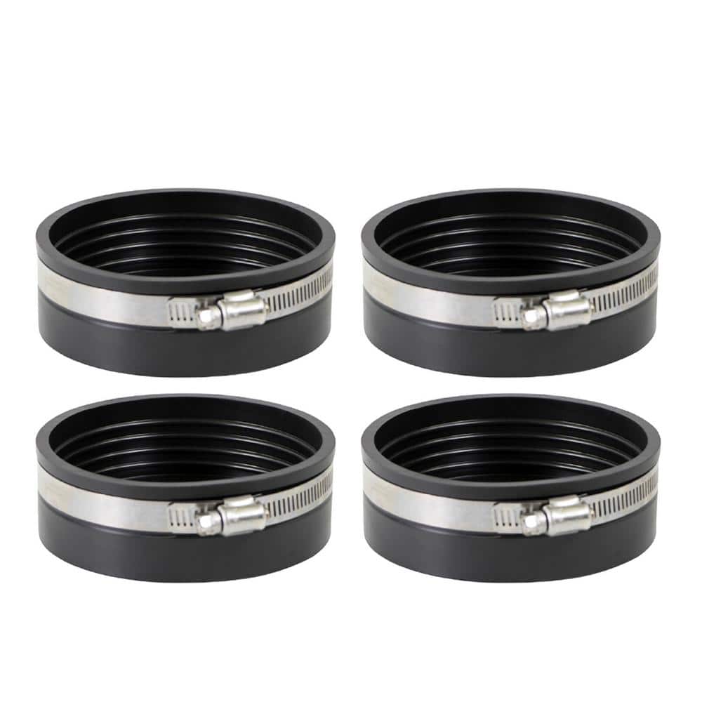 PLUMBFLEX 4 in. PVC Flexible Pipe Cap with Stainless Steel Clamps ...
