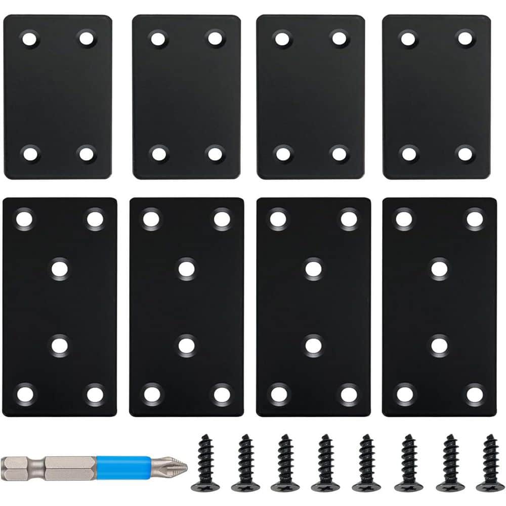 KIWDZFU Black Flat Mending Plate 8 Pack Stainless Steel Straight Brace ...