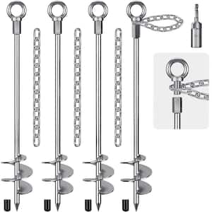 MOEPISY 4 Pack 30 in. Heavy Duty Screw in Ground Anchors Kit, 3 in ...