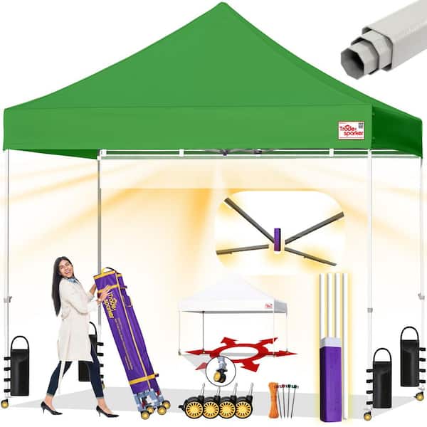 Tradesparker Commercial 10 ft. x 10 ft. Field Green Pop Up Canopy Tent ...