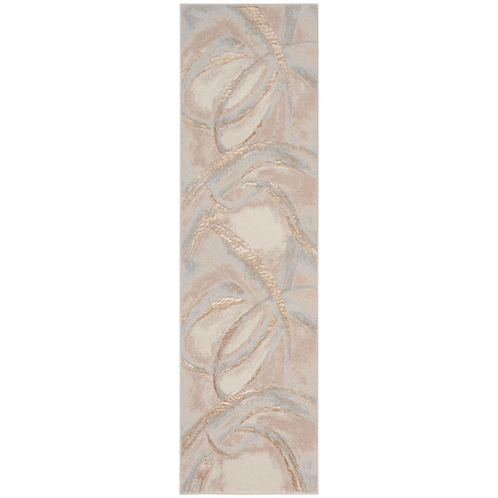 Inspire Me! Home Decor Brushstrokes Beige Grey 2 ft. x 8 ft ...