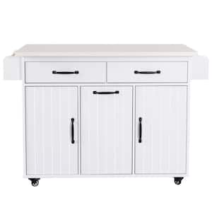 Harper & Bright Designs Brown Kitchen Cart with Drop-Leaf, Trash Can ...