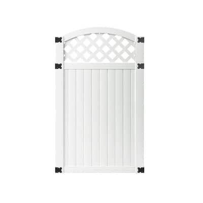 Veranda 3-1/2 ft. W x 6 ft. H White Vinyl Lewiston Lattice Top Fence ...