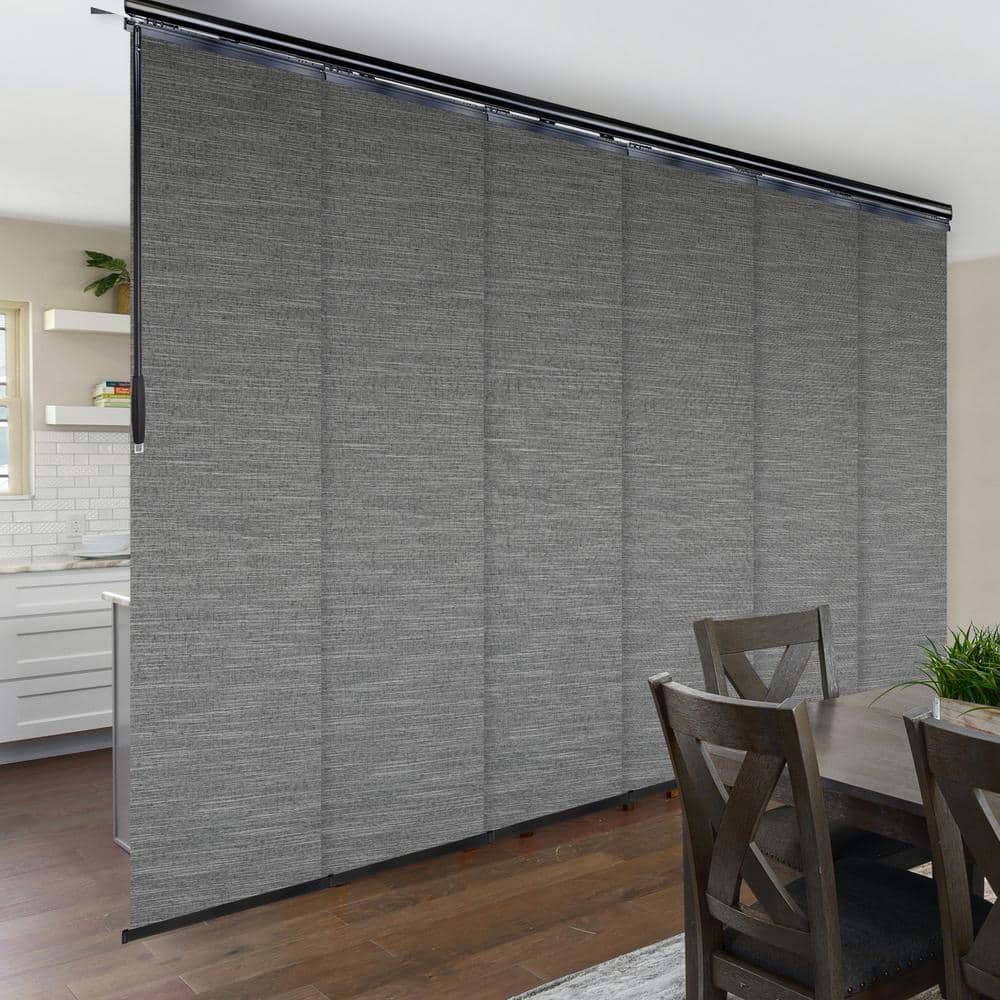 EMOH Heather 70 in. - 130 in. W x 116 in. L Adjustable 6- Panel Black ...