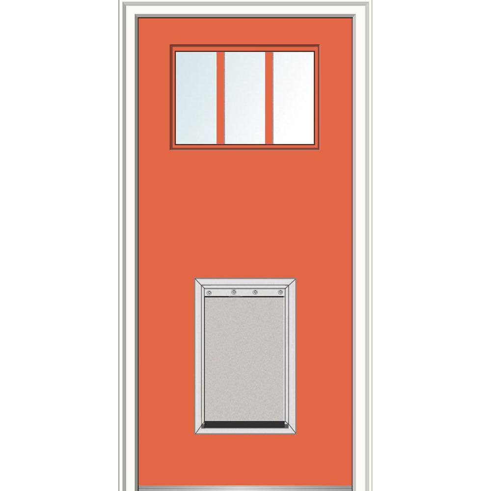 MMI Door 36 in. x 80 in. Classic Right-Hand 3-Lite Clear Painted ...