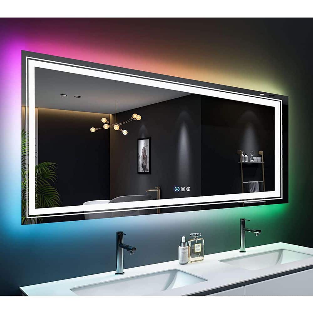 UPIKER Artistic 72 in. W x 32 in. H Large Rectangular Frameless Anti ...