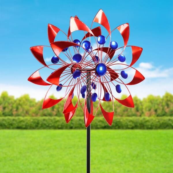 Kinetic Pinwheel Metal Garden Sculpture