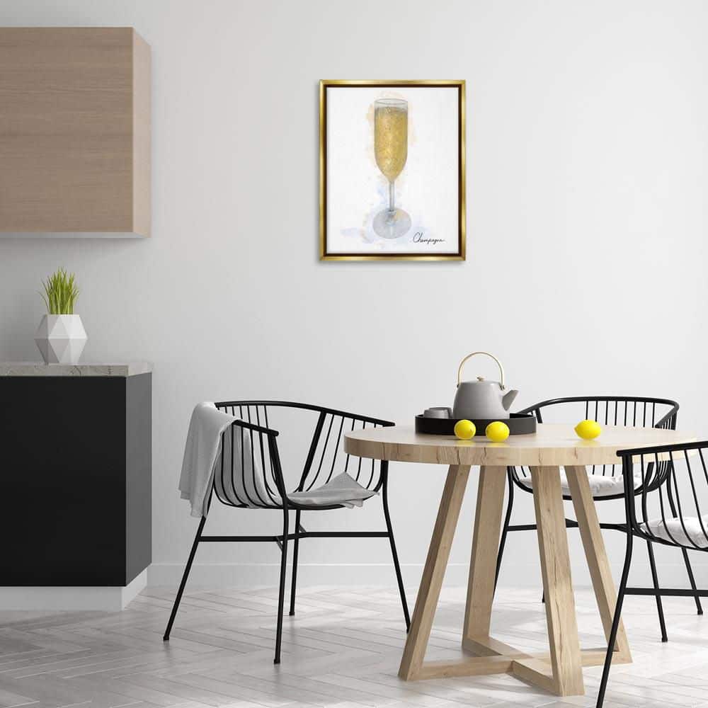 Stupell Industries Champagne Glass Shimmer by Matthew Piotrowicz Gold ...