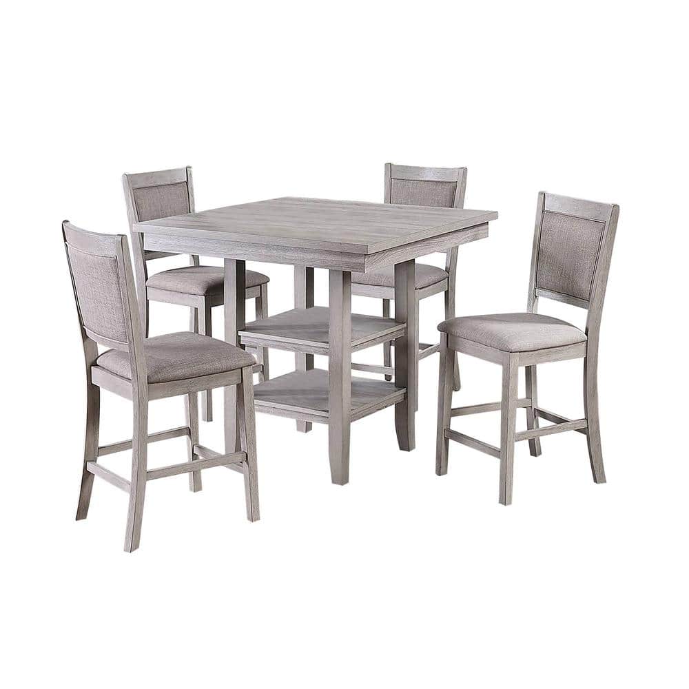 Venetian Worldwide Ashland 40 in. Square Pearl Gray 5-PC Counter Height ...