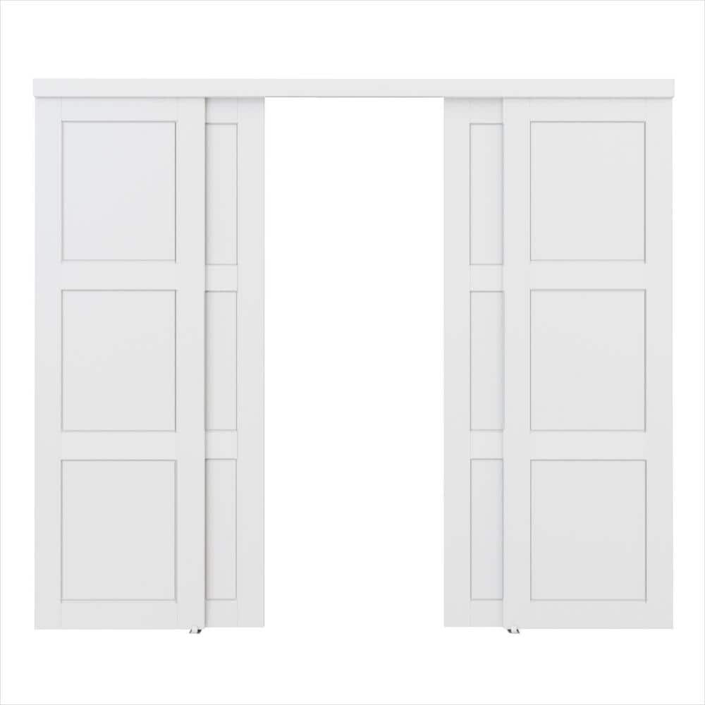 ARK DESIGN 96 in. x 96 in. Paneled 3-Lite White Primed MDF Muti-Design ...
