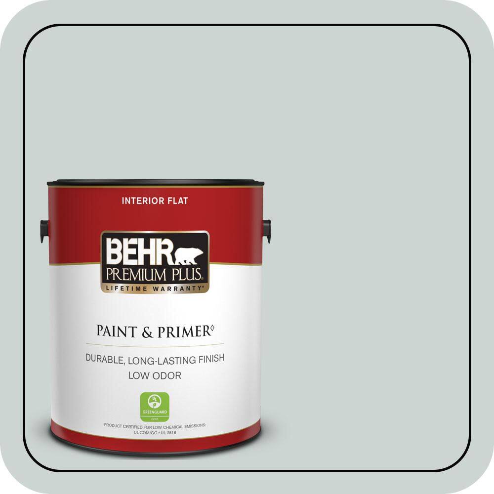 BEHR PREMIUM PLUS 1 gal. #ECC-34-1 Pacific Mist Flat Low Odor Interior ...