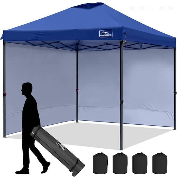 10 ft. x 10 ft. Navy Blue Pop Up Canopy Tent with 2 Sidewalls ...
